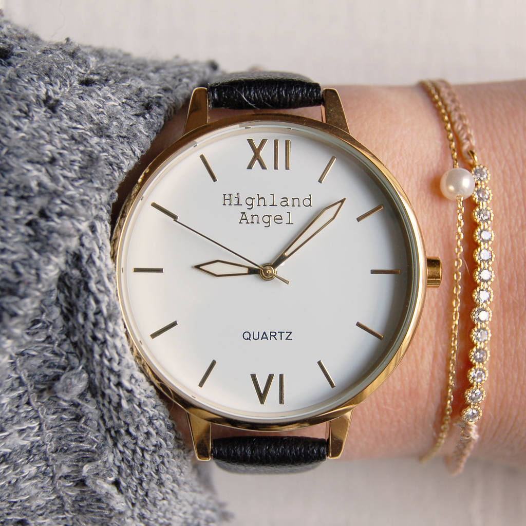 ladies' watch with leather strap by highland angel | notonthehighstreet.com