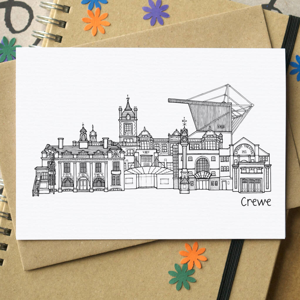 Crewe Skyline Art Print Unframed By Becka Griffin Illustration ...