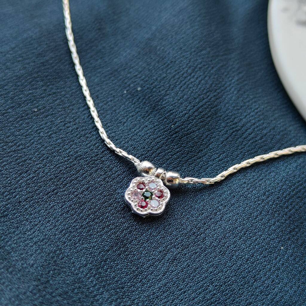 Slim Floral Stone Thin Indian Payal Anklet By The Colourful Aura