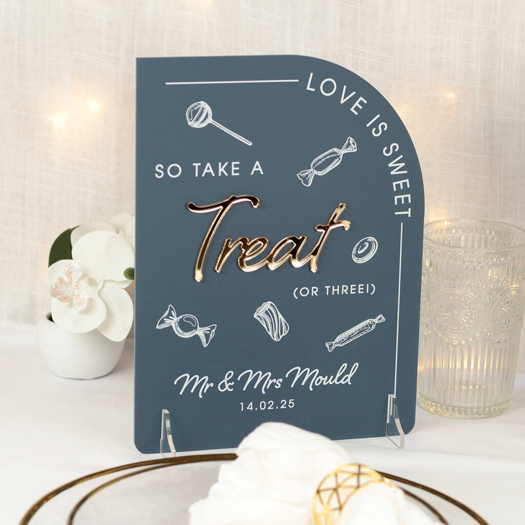 Modern Arch Wedding Sweet Bar Acrylic Sign By Love Lumi Ltd
