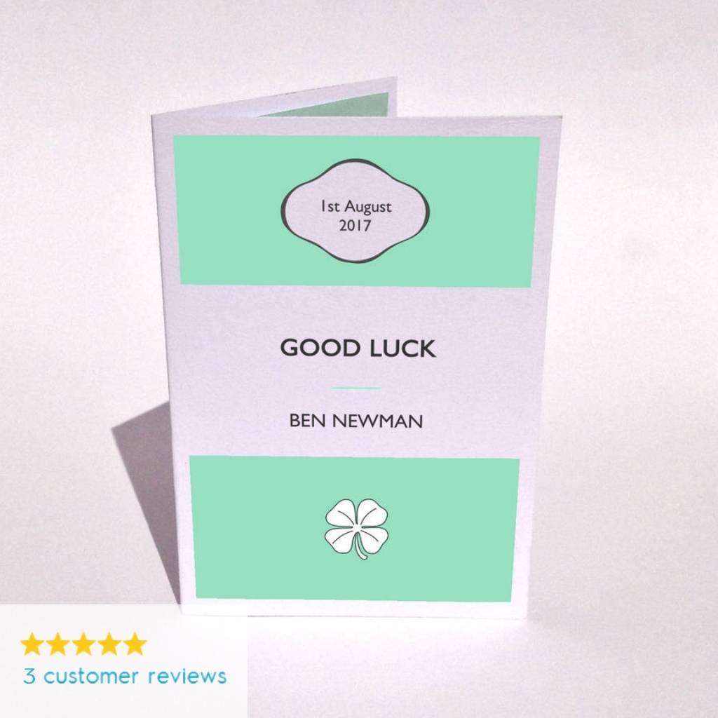 personalised good luck card by clean design | notonthehighstreet.com