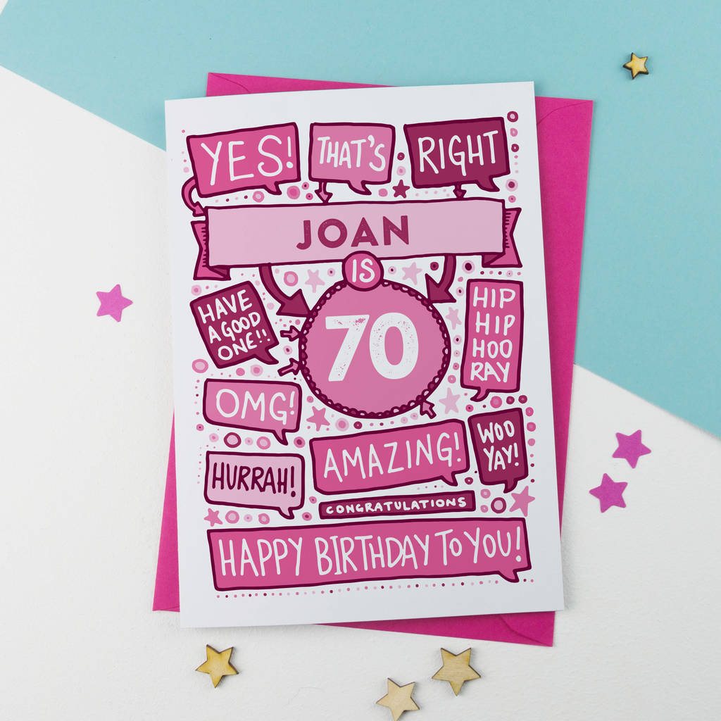 70th Thats Right Personalised Birthday Card Pink By A Is For Alphabet