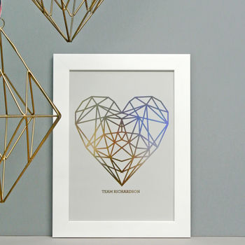 Personalised Metallic Geometric Heart Print By Allihopa ...