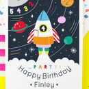 personalised rocket birthday space greeting card by paper joy ...