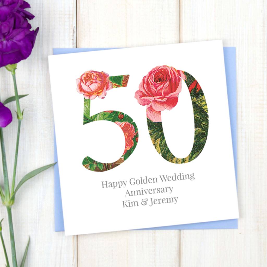 Personalised Golden 50th Wedding Anniversary Card By Chi Chi Moi 
