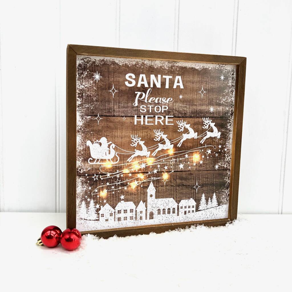 Santa Stop Here Light Up Sign By Pink Pineapple Home & Gifts ...