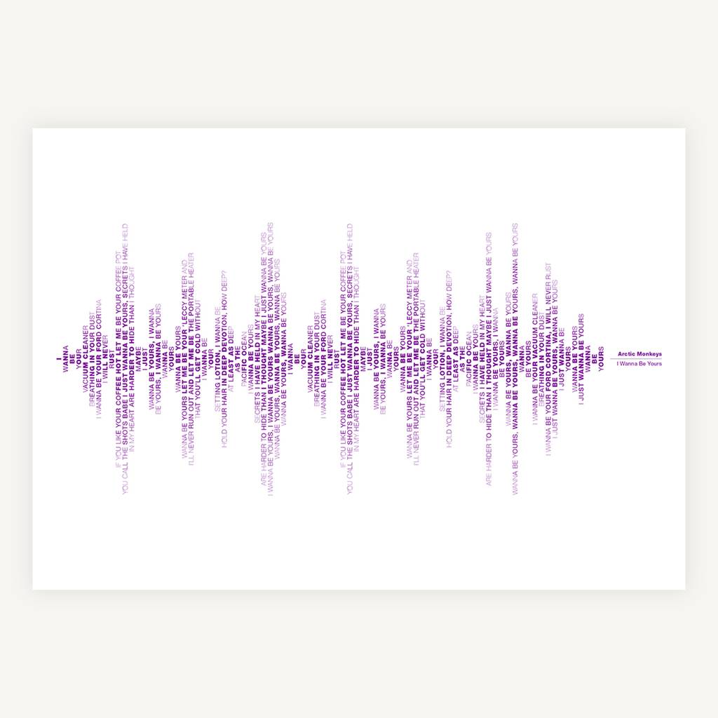 your song soundwave typography print by dinkit | notonthehighstreet.com