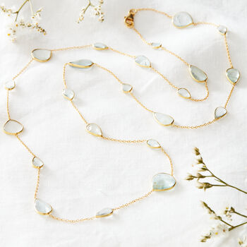 Aquamarine Pebble Gold Vermeil Chain Long Necklace By Rochejewels ...