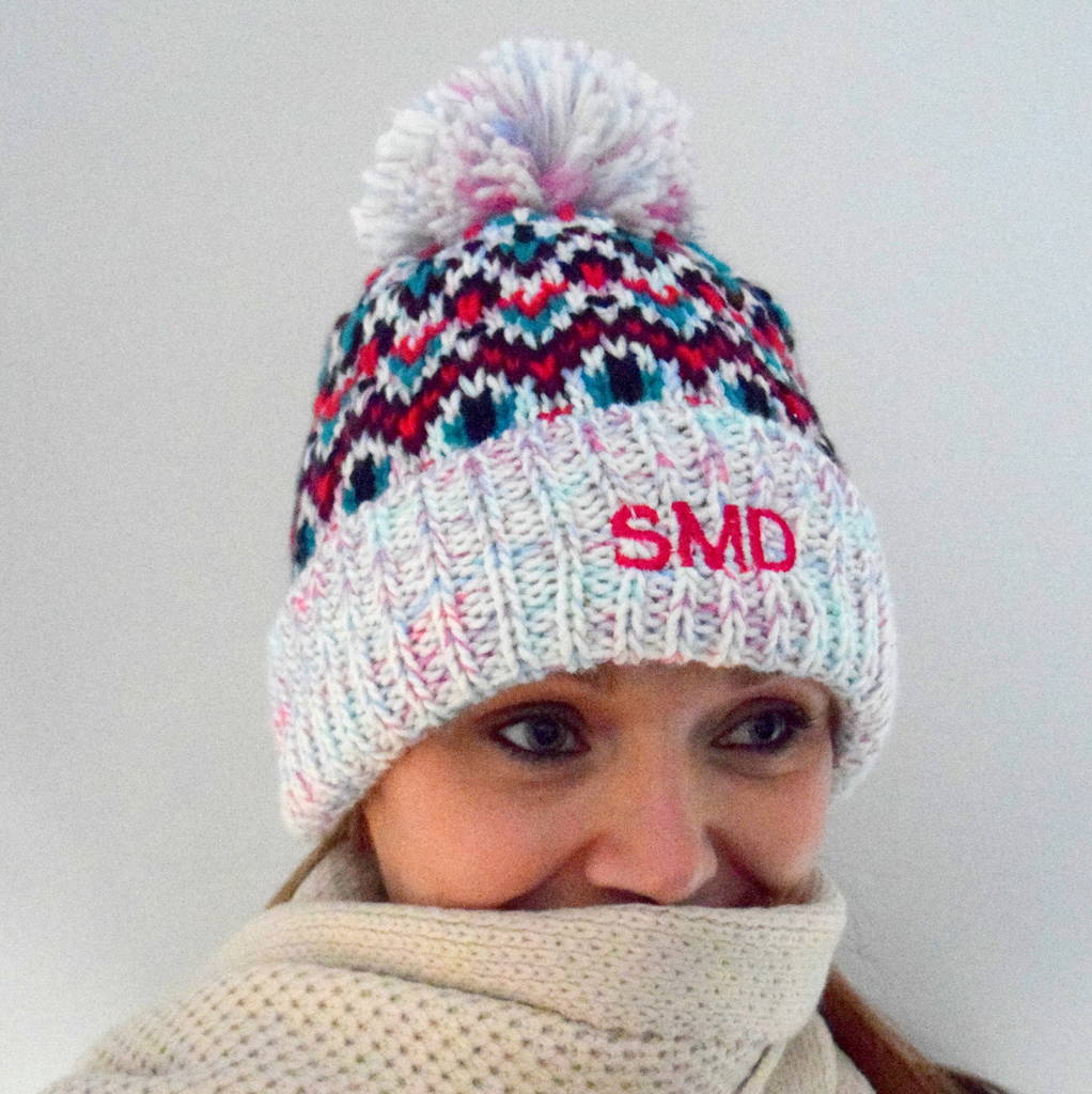Personalised Knitted Ski Snow Hat By The Alphabet Gift Shop 