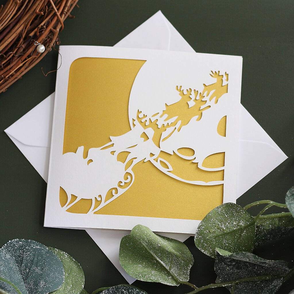 Sleigh Papercut Christmas Card By Whole In The Middle ...