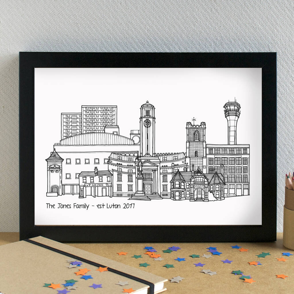 Luton Skyline Art Print Unframed By Becka Griffin Illustration ...