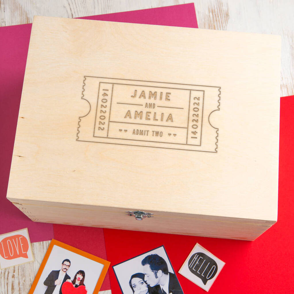 Personalised Couples Ticket Keepsake Box By Dust and Things ...