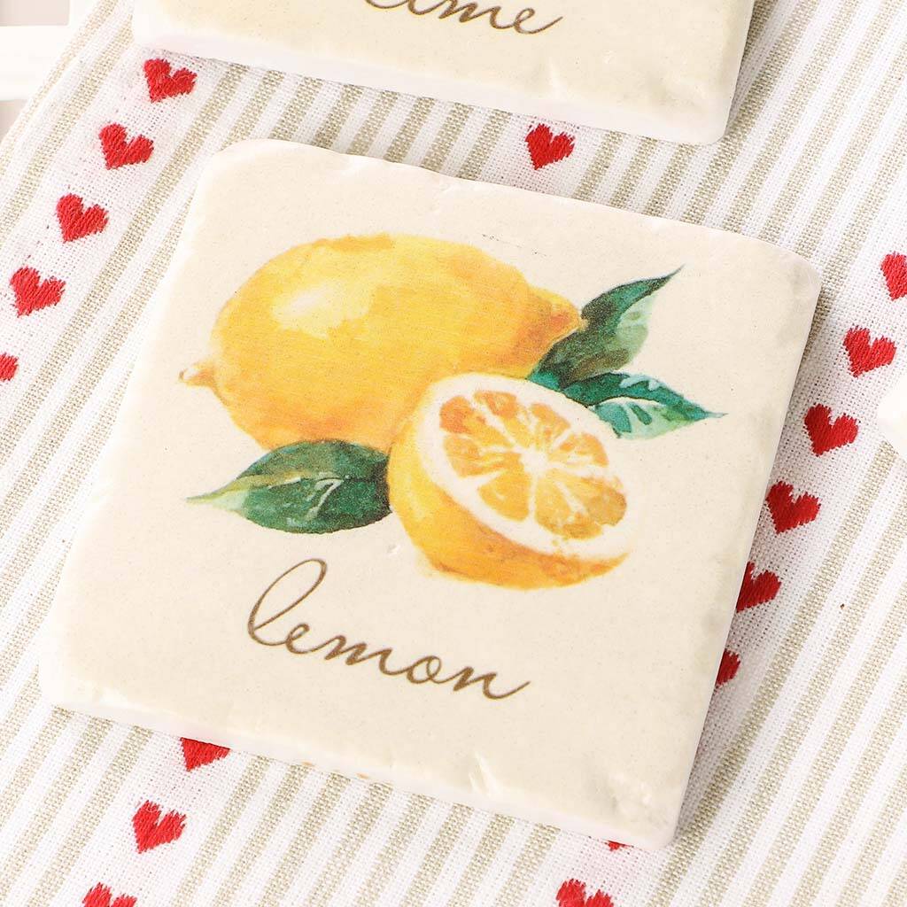 Set Of Four Botanical Citrus Ceramic Coasters By Dibor ...