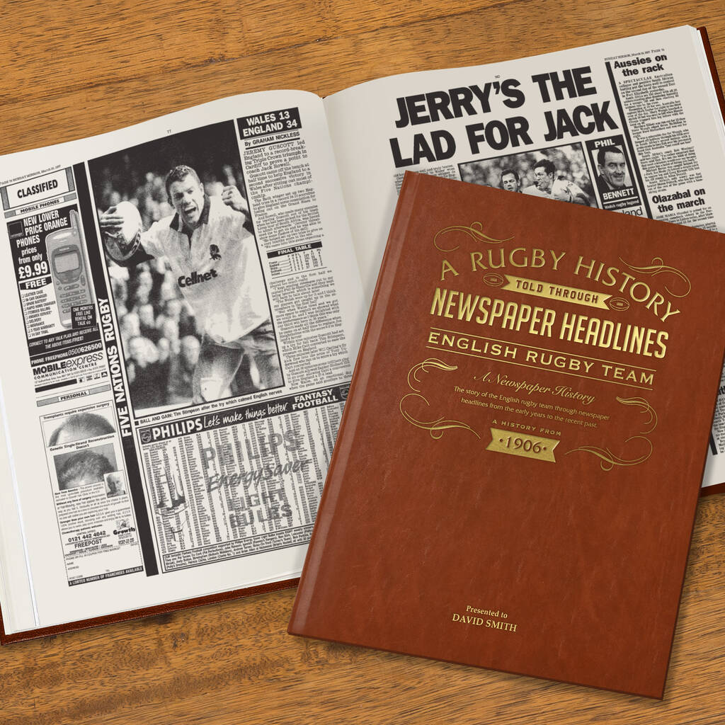 English Rugby Team Personalised Gift Newspaper Book By Historic ...