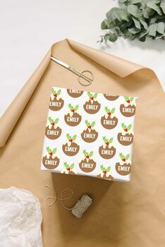 Personalised Christmas Pudding Wrapping Paper By Abigail Warner ...