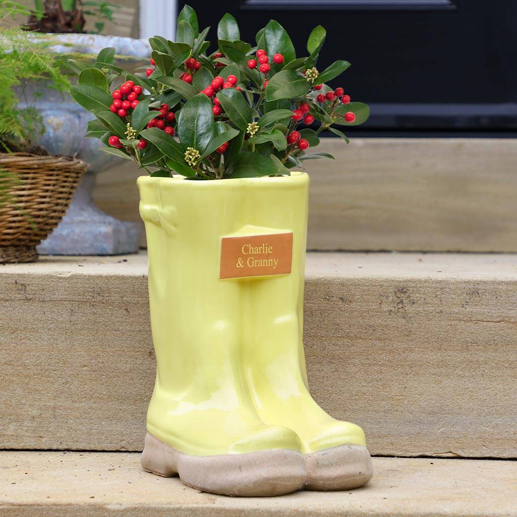 Personalised Ceramic Welly Boot Planter By Dibor | notonthehighstreet.com