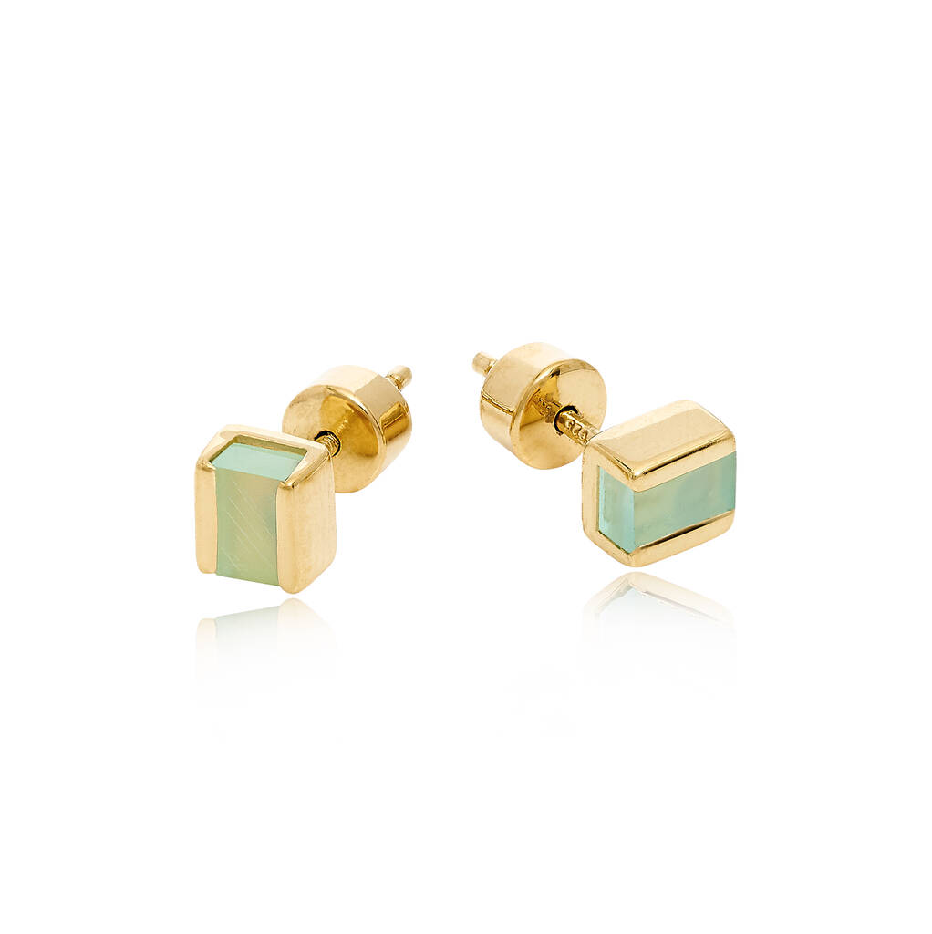Gold Gemstone Studs Cubo By Neola | notonthehighstreet.com
