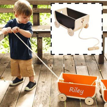 Personalised Red Pull Along Metal Cart By Oskar & Catie ...