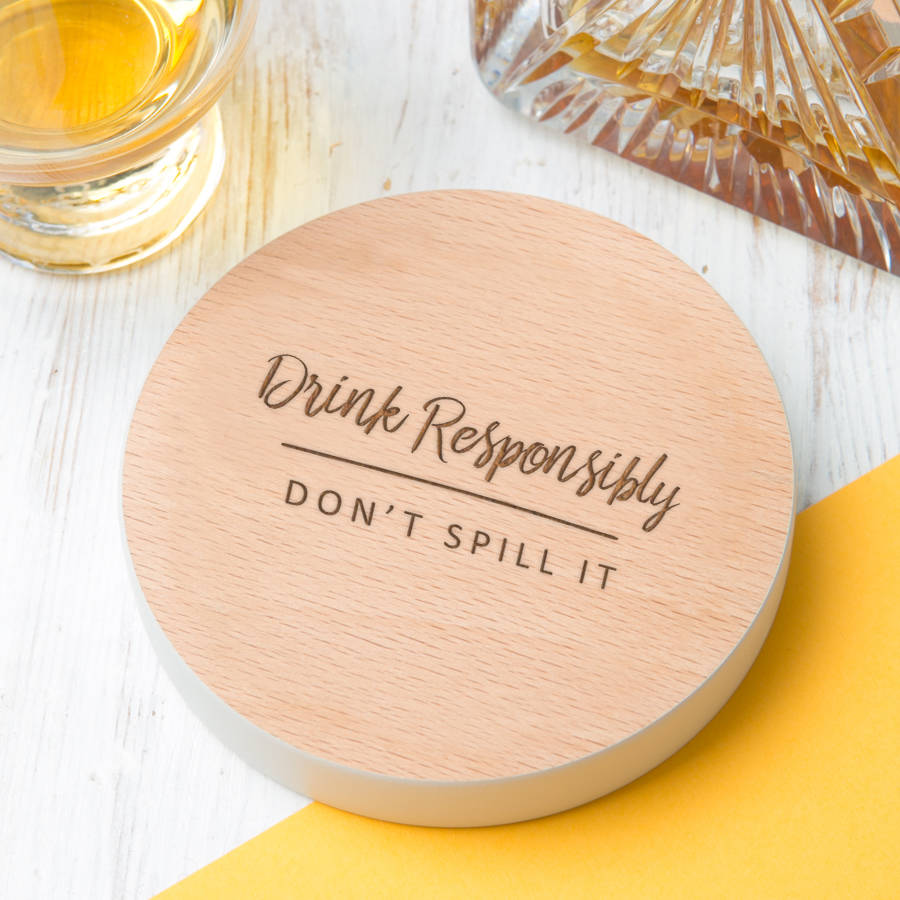 drink responsibly birthday gift coaster by dust and things ...