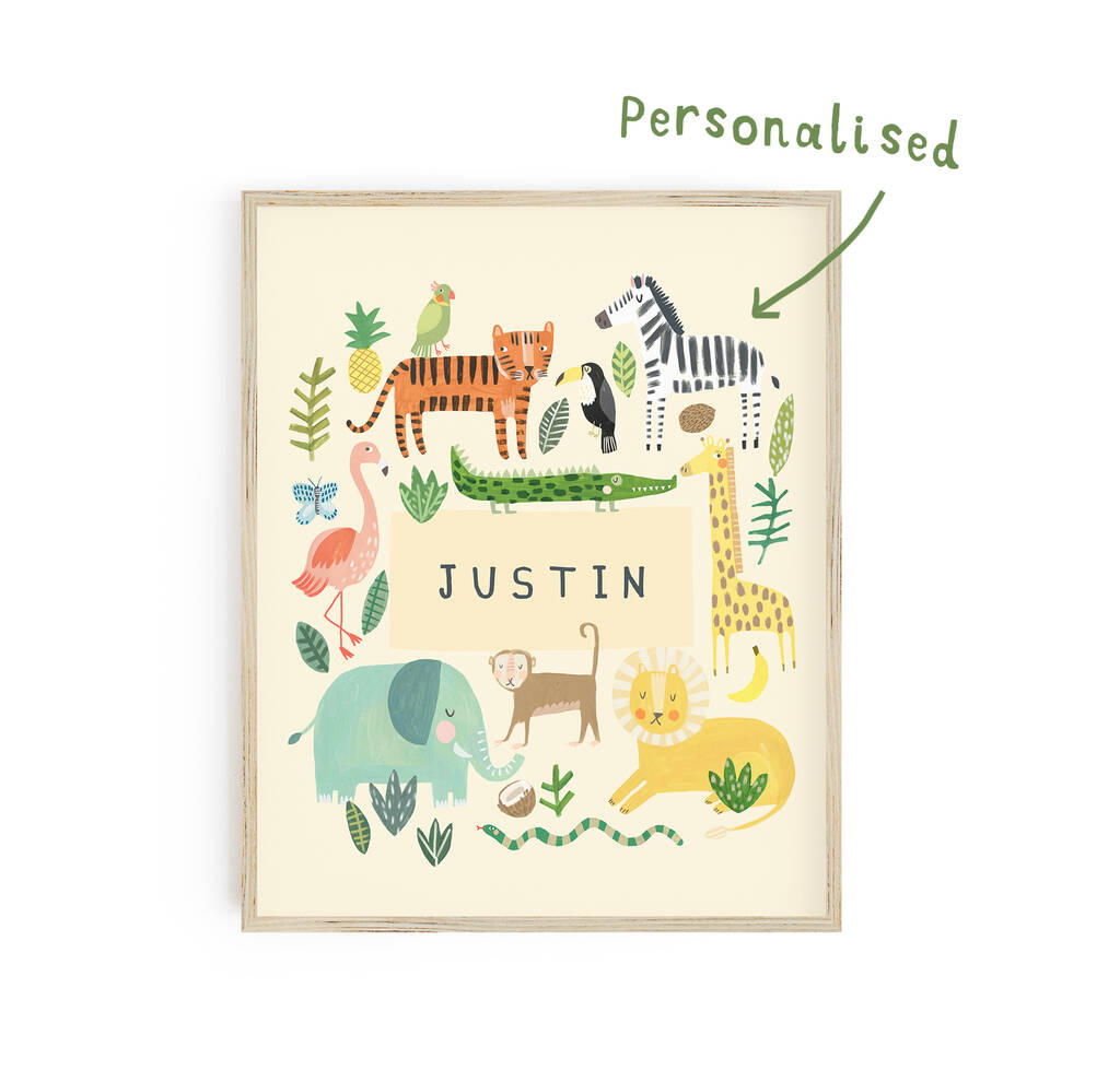Personalised Jungle Name Print By Darcie Olley