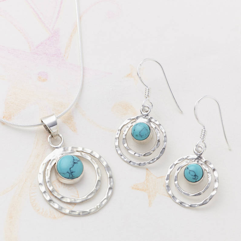 turquoise infinity universe necklace and earring set by charlotte's web ...