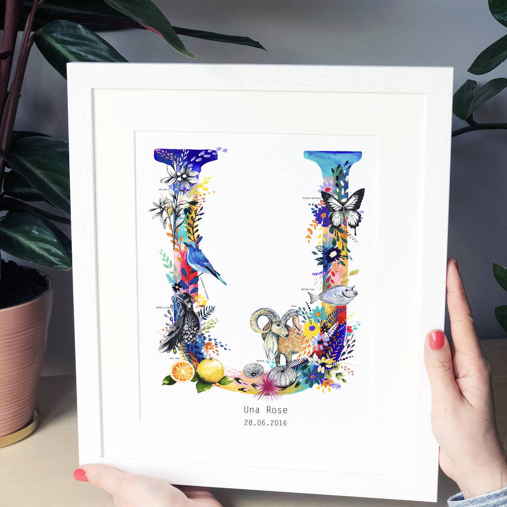Personalised T To Z Bright Wildlife Initials Print By Charlotte Jones ...