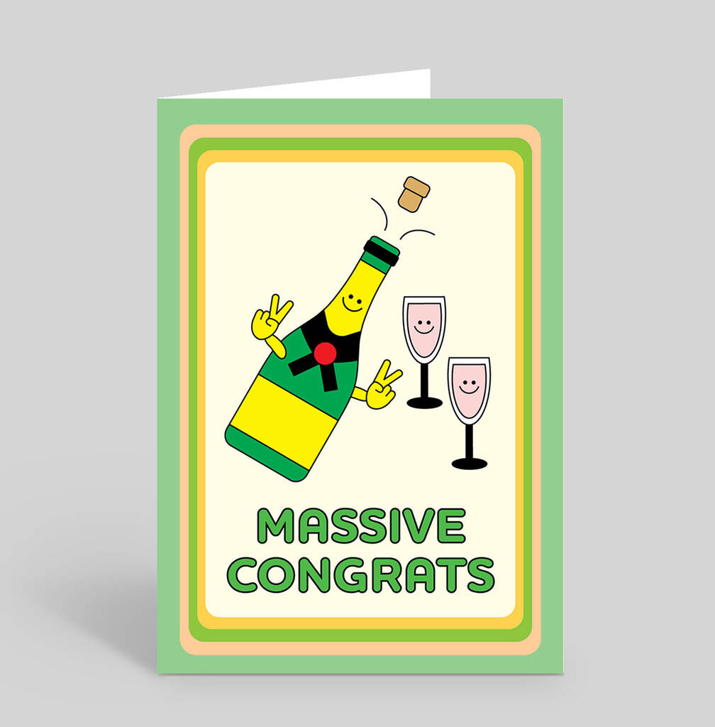 Cute Champagne Congratulations Card Massive Congrats By I AM A ...