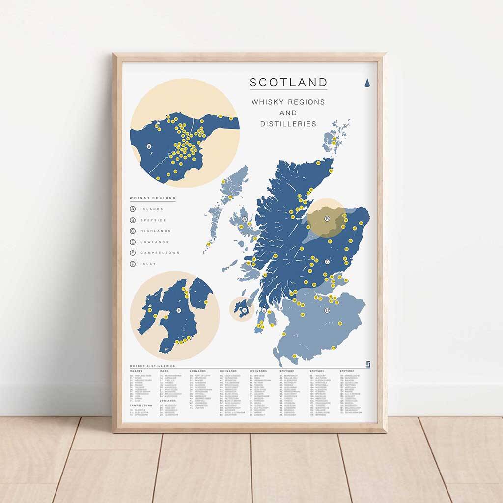 Scotland Whisky Regions And Distillery Map By Replay Prints ...