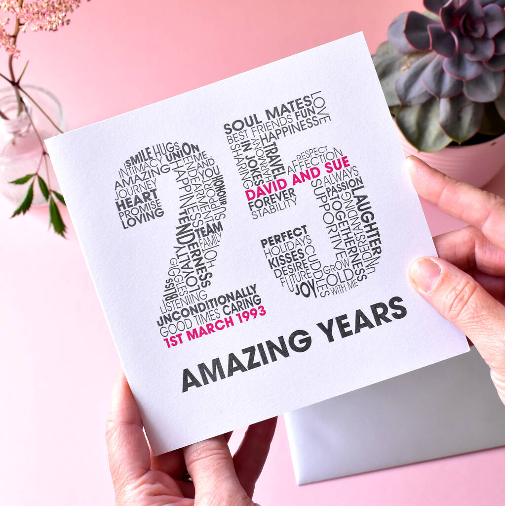 Personalised Silver 25th Wedding Anniversary Card By Mrs L Cards 