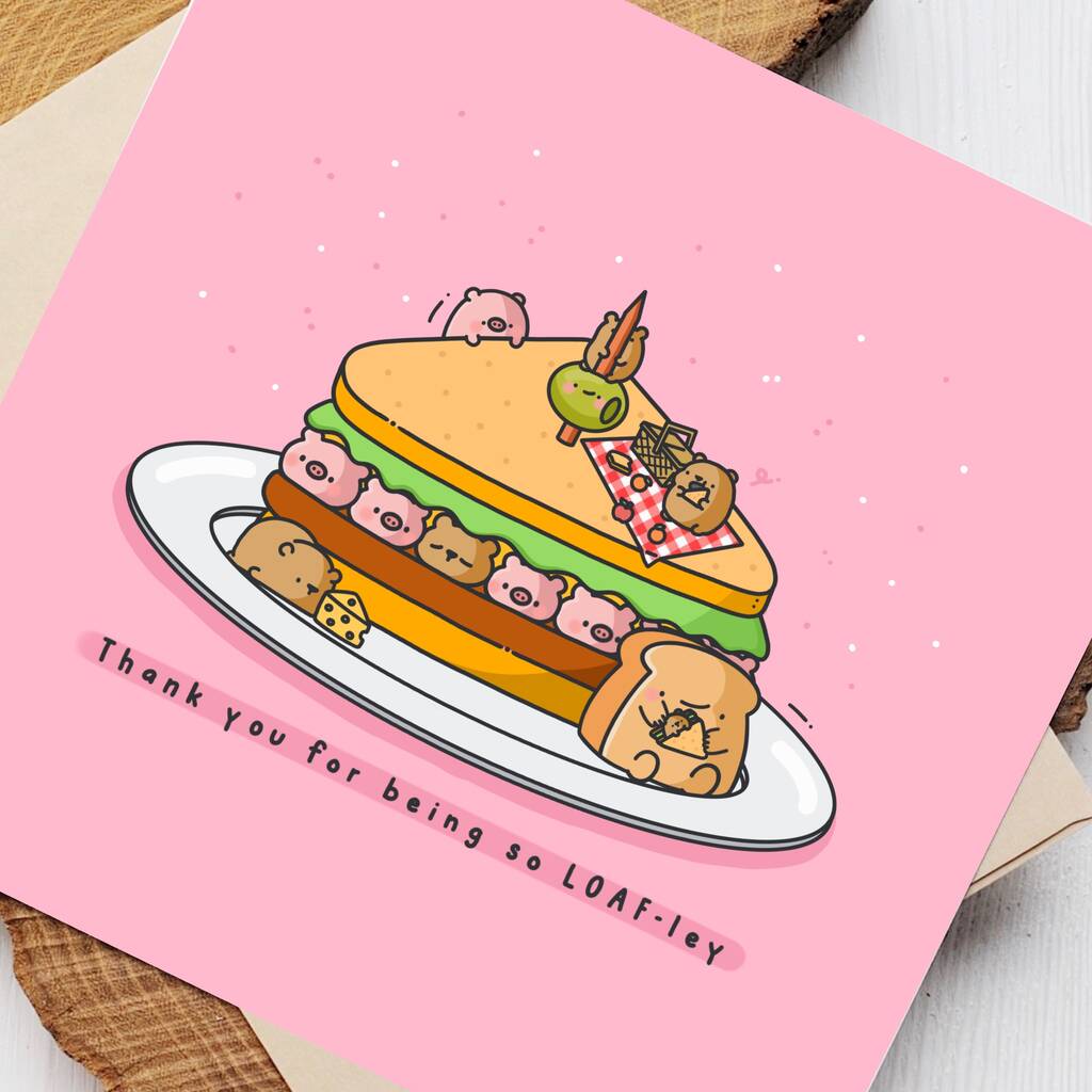 Cute Sandwich Greetings Card By Toastedink