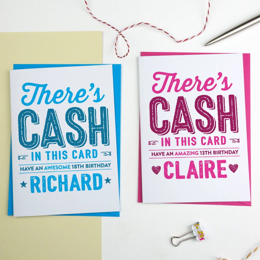 Personalised Birthday Card Cash By A Is For Alphabet 