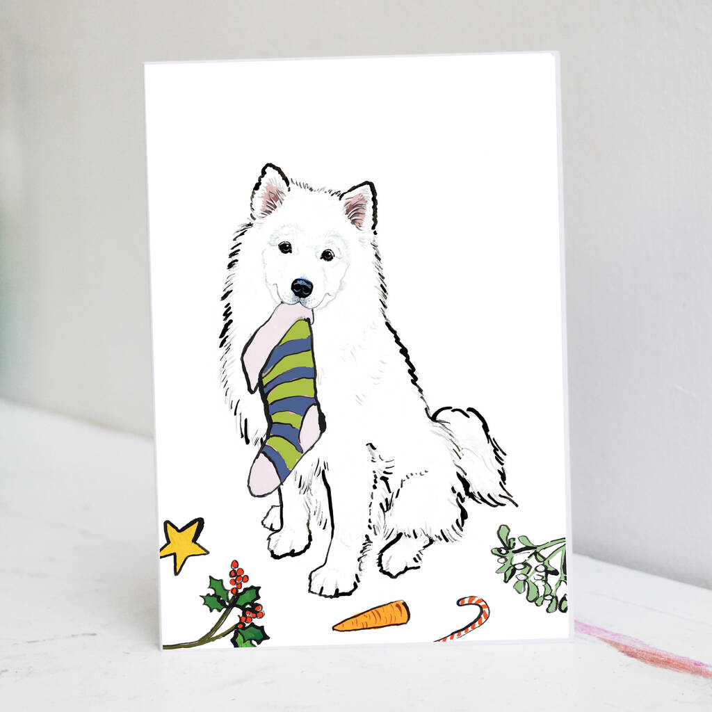 Samoyed Christmas Card By Pet Portrait Illustration ...