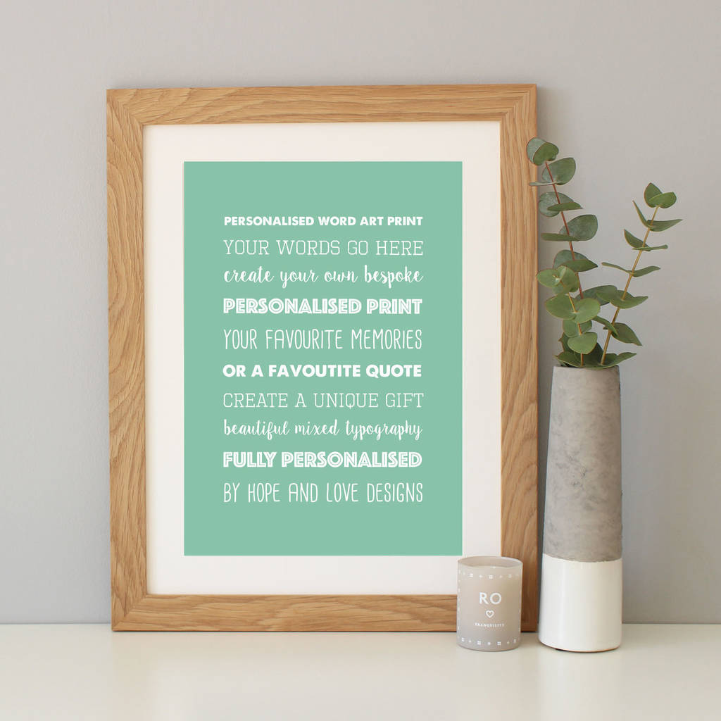 Personalised Mixed Typography Print By Hope and Love ...