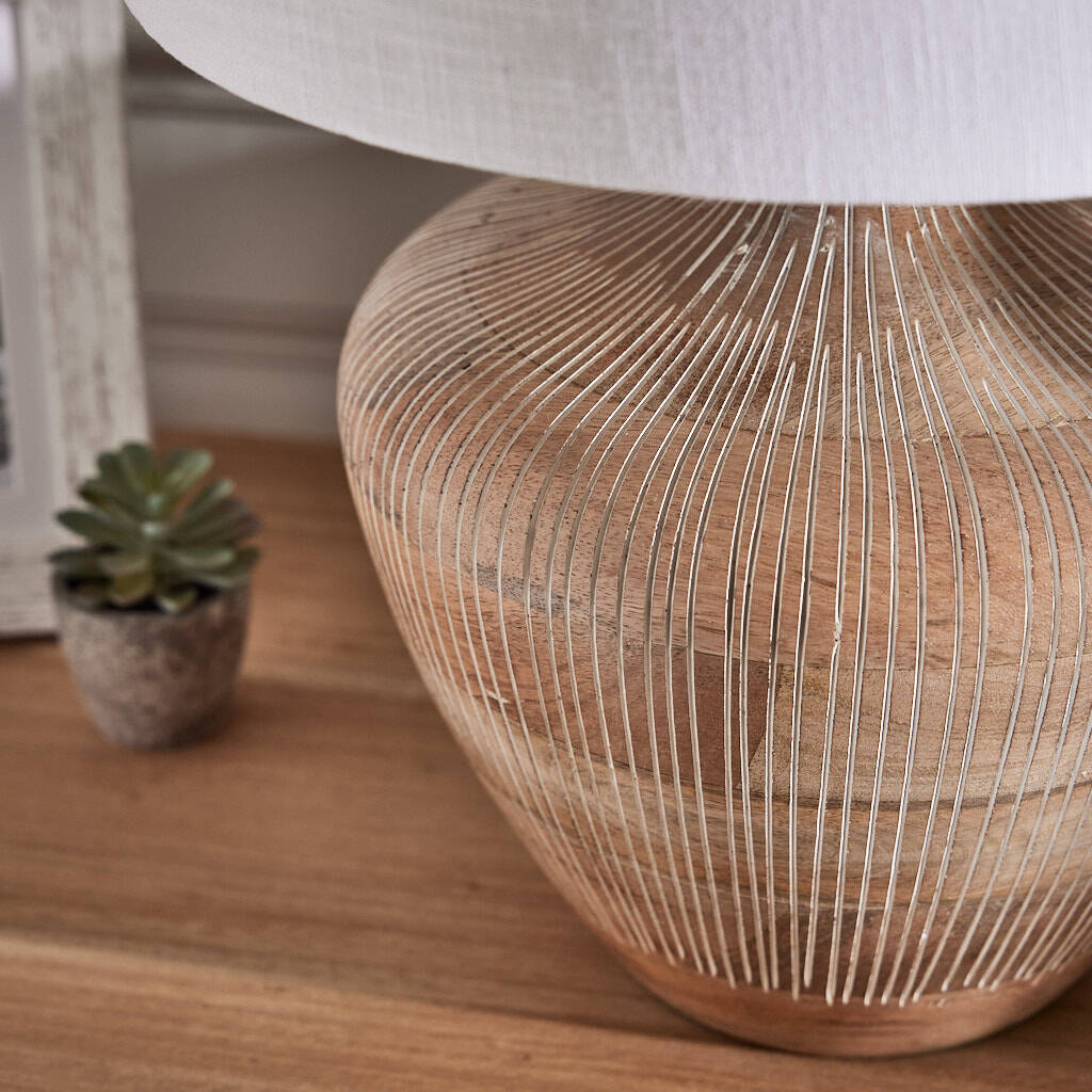 Clifford Textured Mango Wood Table Lamp By Dibor