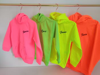 Personalised Children Adult Neon Hoodies By Mimi & Thomas® Cashmere ...