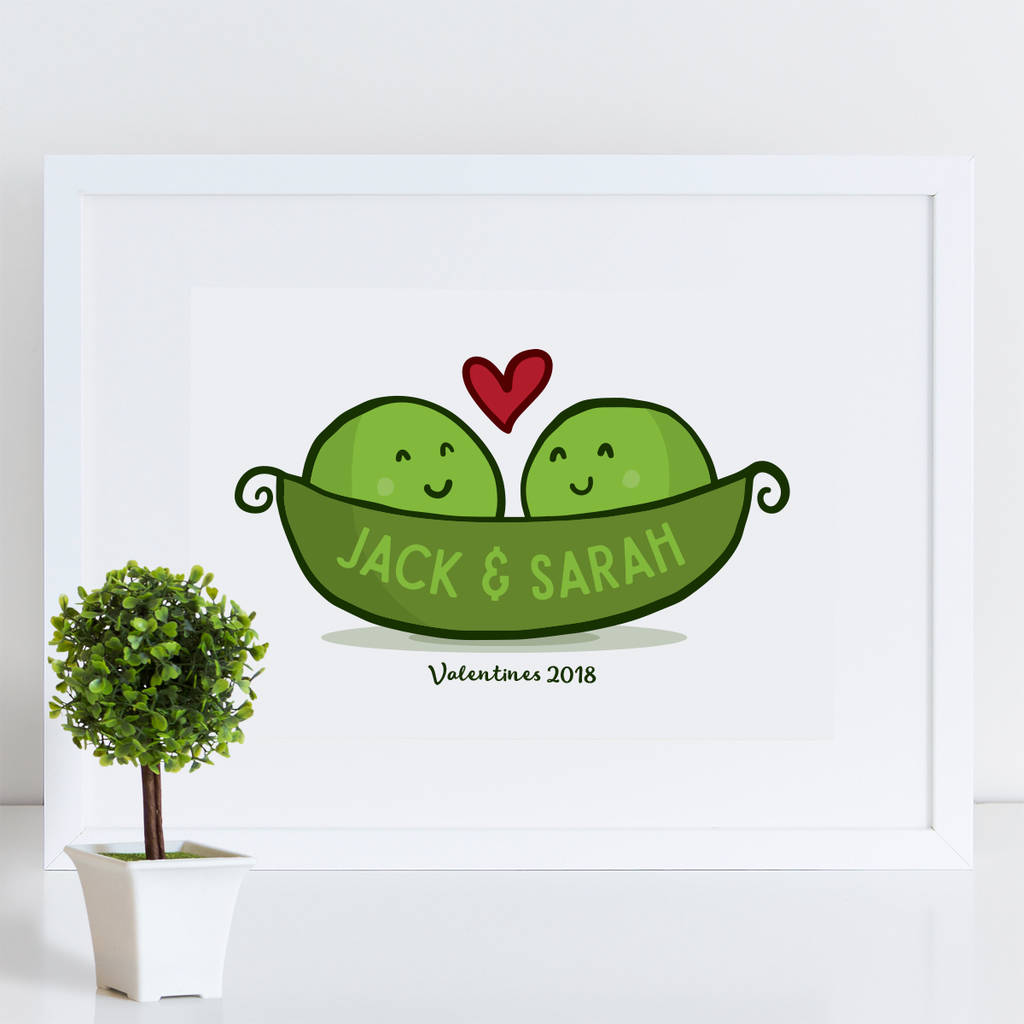 peas in a pod valentines or wedding gift print by a is for alphabet ...