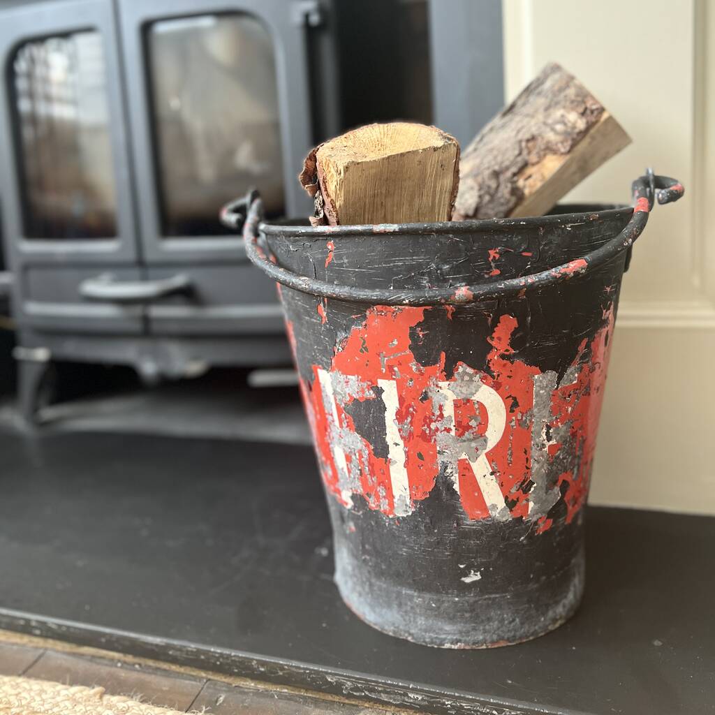Vintage Fire Bucket Storage / Planter By Ev Home