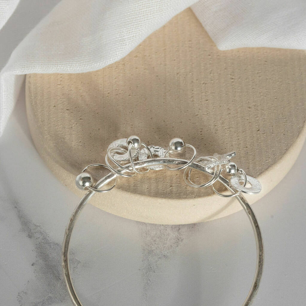 Sterling Silver Charm Bangle By Lucy Kemp Silver Jewellery ...
