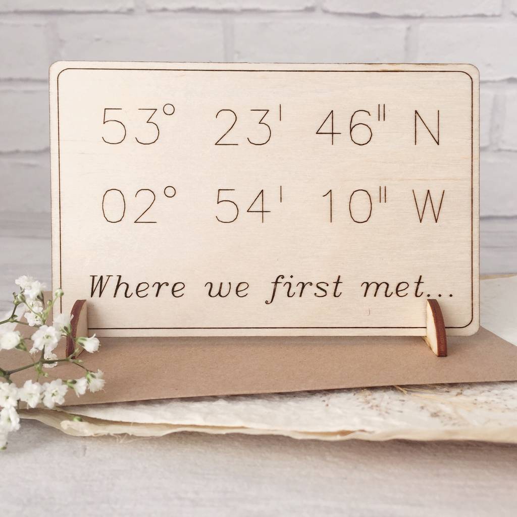 personalised 'where we first met' coordinate card by jayne tapp design ...