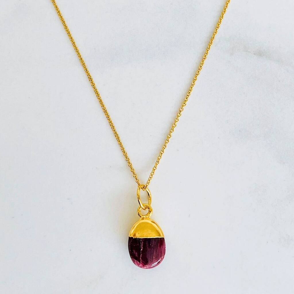 July Birthstone Necklace, Ruby, Gold Plated By Lapis London