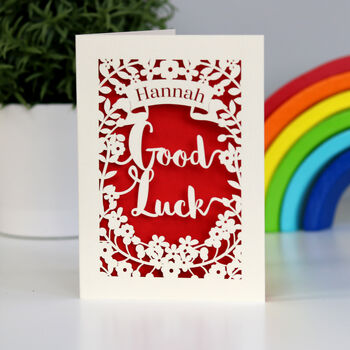 Personalised Papercut Floral Good Luck Card By Pogofandango ...