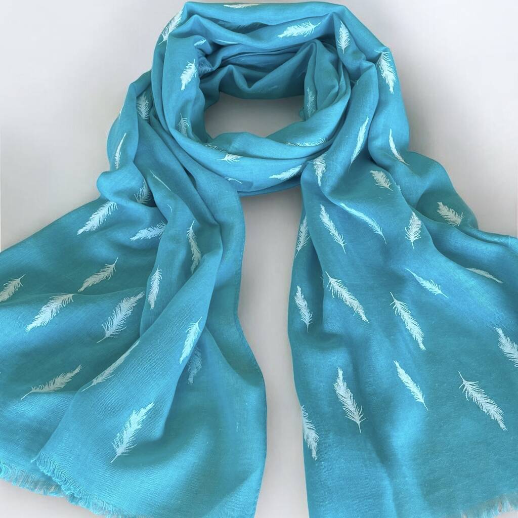 Embossed Feathers Scarf By My Posh Shop
