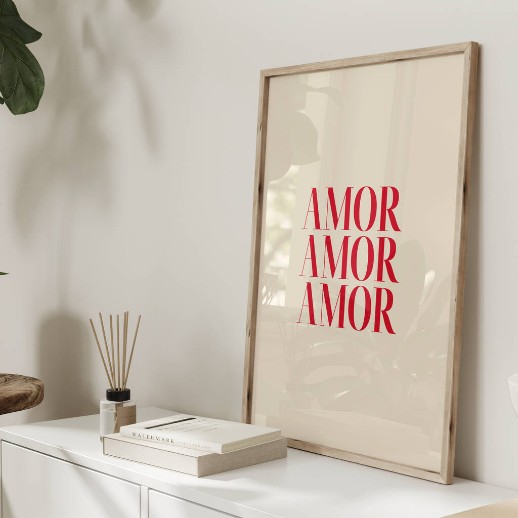 Amor Amor Amor French Typography Poster By Bhambina Party & Crafts