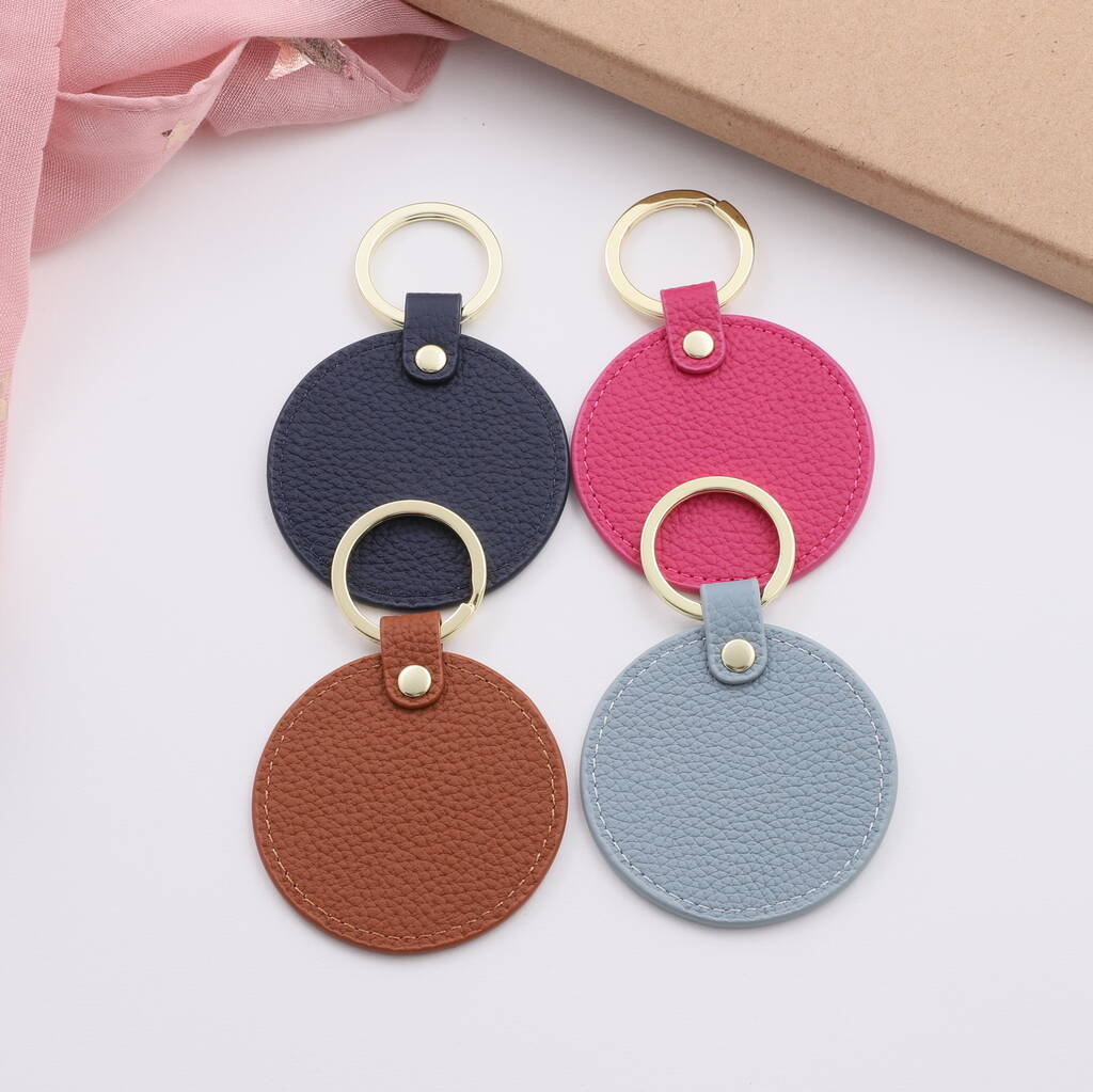 Personalised Initial Leather Round Key Ring By attic ...