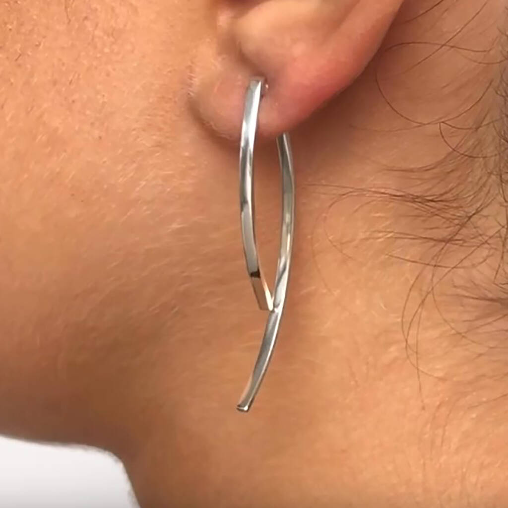 Curved Sterling Silver Two Way Ear Jacket Earrings By Otis Jaxon