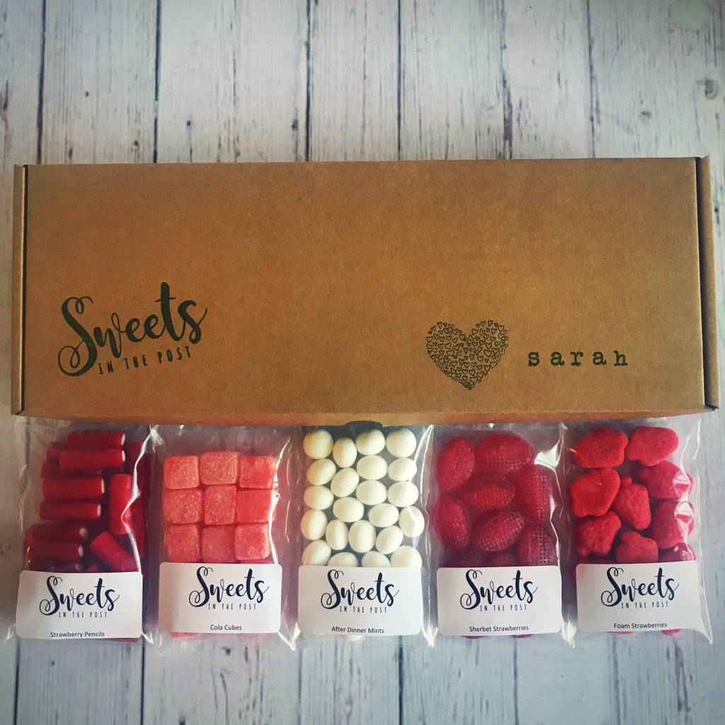 personalised heart letterbox sweets box by sweets in the post ...