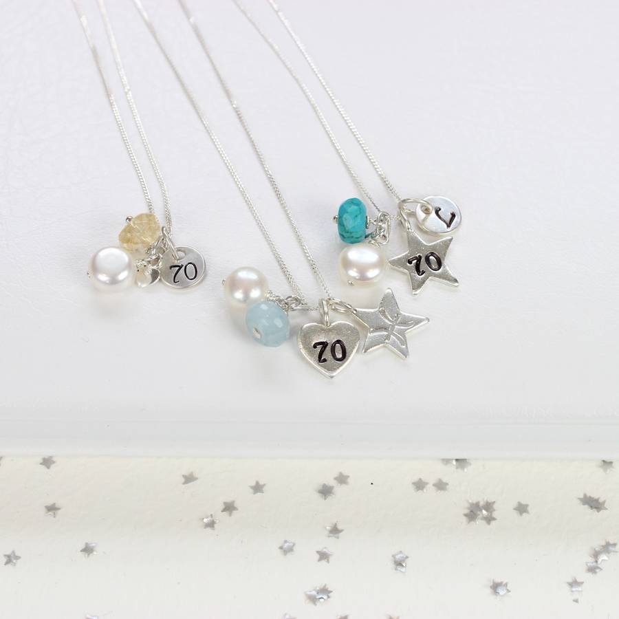 personalised 70th birthday necklace by bish bosh becca ...