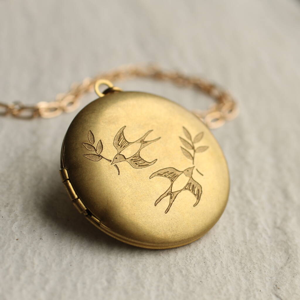 Bird Swallow Locket Necklace With Photos 2 Birds By Silk Purse, Sow's ...