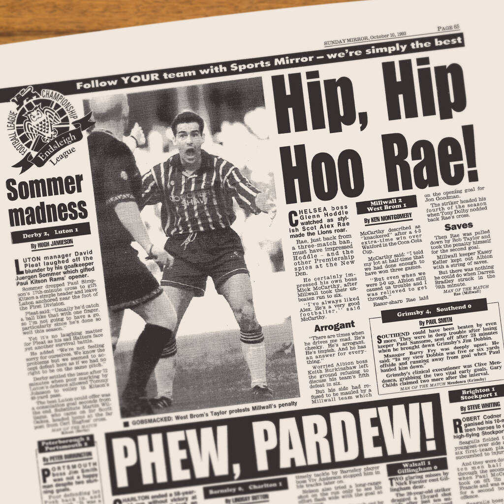 Millwall Personalised Football Gift Newspaper Book By Historic ...