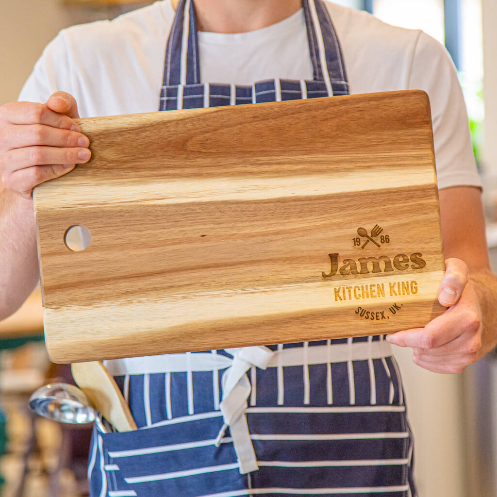 Personalised Kitchen King Acacia Serving Board By Duncan Stewart ...
